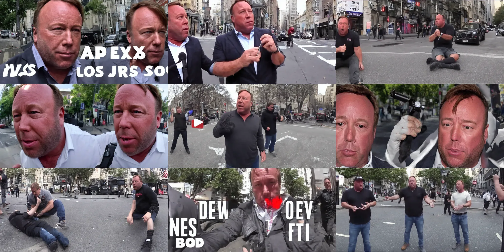 alex jones stoned in the streets blood gopro footage | Stable Diffusion ...