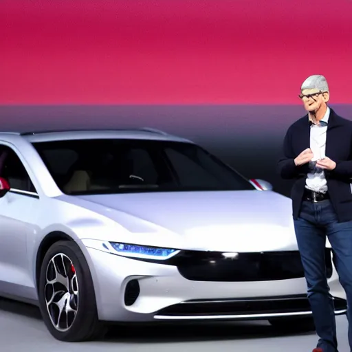 tim cook unveils the apple car | Stable Diffusion | OpenArt