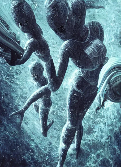 girls astronauts in dark void underwater - complex and | Stable Diffusion | OpenArt
