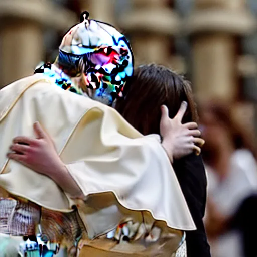 photo of the pope hugging emma watson weirdly shown in | Stable ...