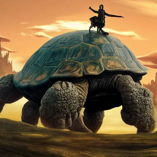 giant tortoise with a large fantasy castle rising from | Stable ...