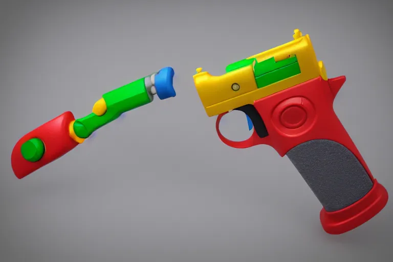 product photo of toy hand gun made by fisher price, | Stable Diffusion ...