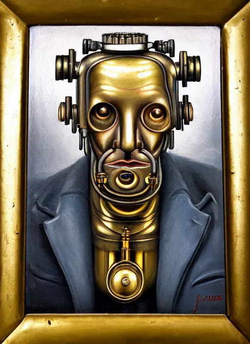Portrait Bust oil painting of an Old cyborg man by | Stable Diffusion ...