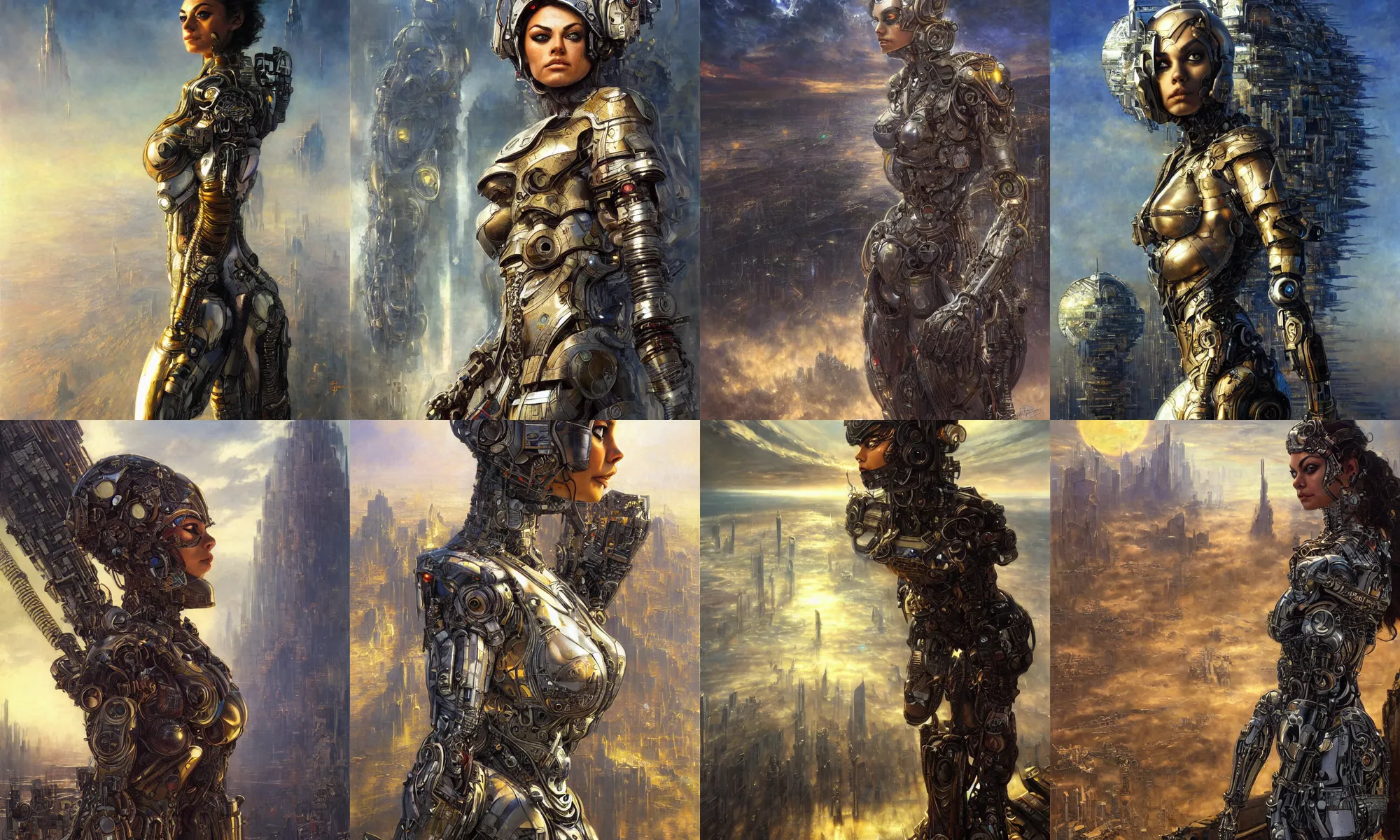 portrait of epic mila kunis intricate cyborg armor, | Stable Diffusion ...