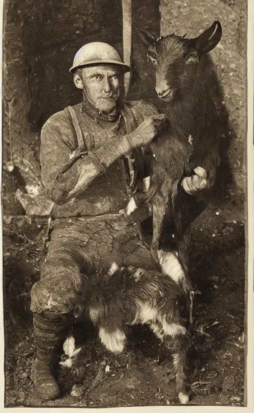 portrait of a welsh coal miner and his pet goat, | Stable Diffusion ...