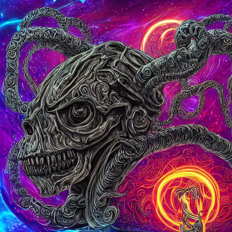 a giant skull with intricate rune carvings and glowing | Stable ...