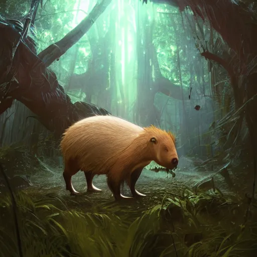 Capybara Forest Elemental, ferocious, angry, magic the | Stable ...