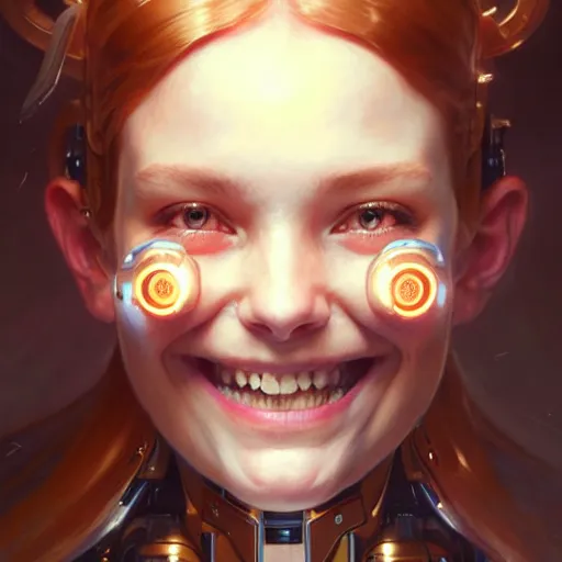 portrait painting of a cute cyborg chuu smiling | Stable Diffusion ...