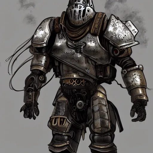 a post-apocalyptic powered armored knight in the style | Stable Diffusion