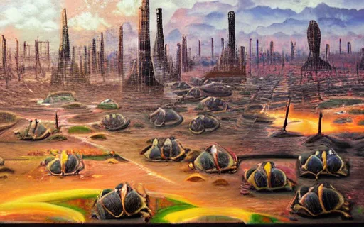 solarpunk hellscape, oil painting on canvas, 8k, | Stable Diffusion ...