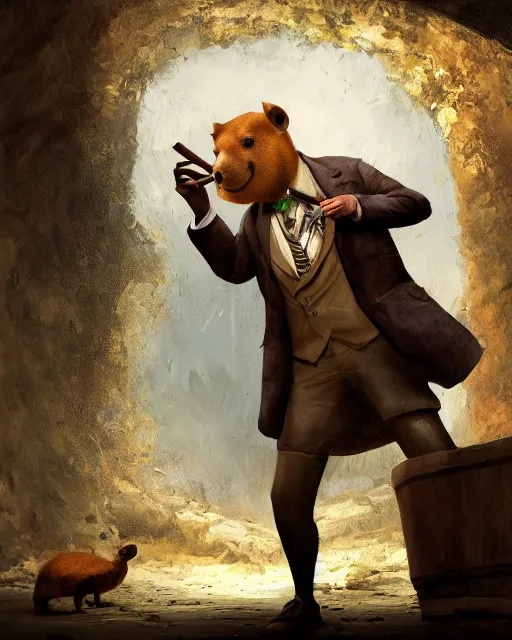 Oil Painting Of Anthropomorphized Capybara Holding A Stable Diffusion oil-painting-of-anthropomorphized-capybara-holding-a-stable-diffusion