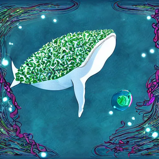a fancy whale wearing kelp leis and dancing with | Stable Diffusion ...