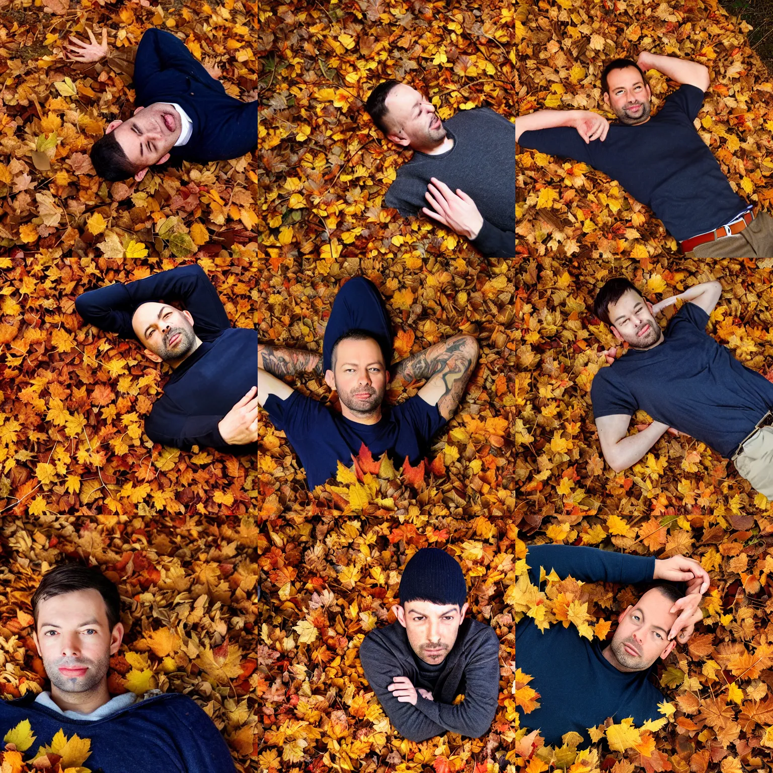 Andrew Tate laying in a pile of autumn leaves | Stable Diffusion | OpenArt