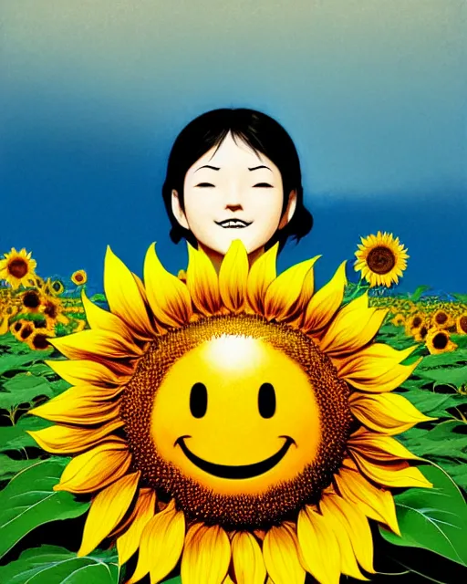 sunflower with a smiley face, happy, portrait, | Stable Diffusion | OpenArt
