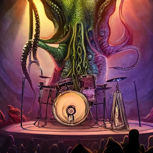 dystopian fantasy rock concert. On stage, the drummer | Stable ...