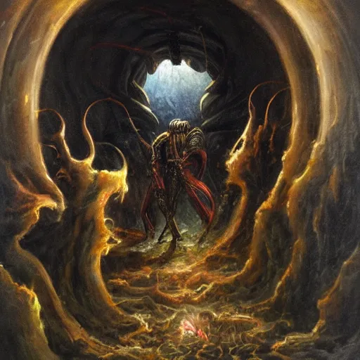 an arrogant knight steps casually into the abyssal | Stable Diffusion ...