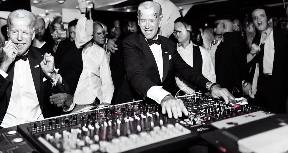 joe biden DJing in a club | Stable Diffusion