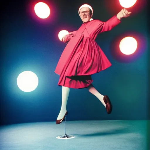 A funky, humorous 1970s portrait of Pope Benedict | Stable Diffusion