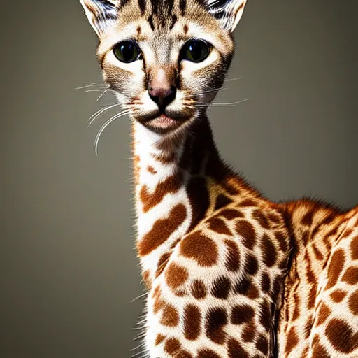 a feline girafe - cat - hybrid, animal photography | Stable Diffusion