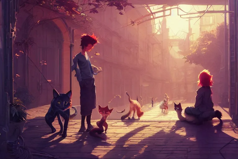 highly detailed stray cats, stephen bliss, unreal | Stable Diffusion ...