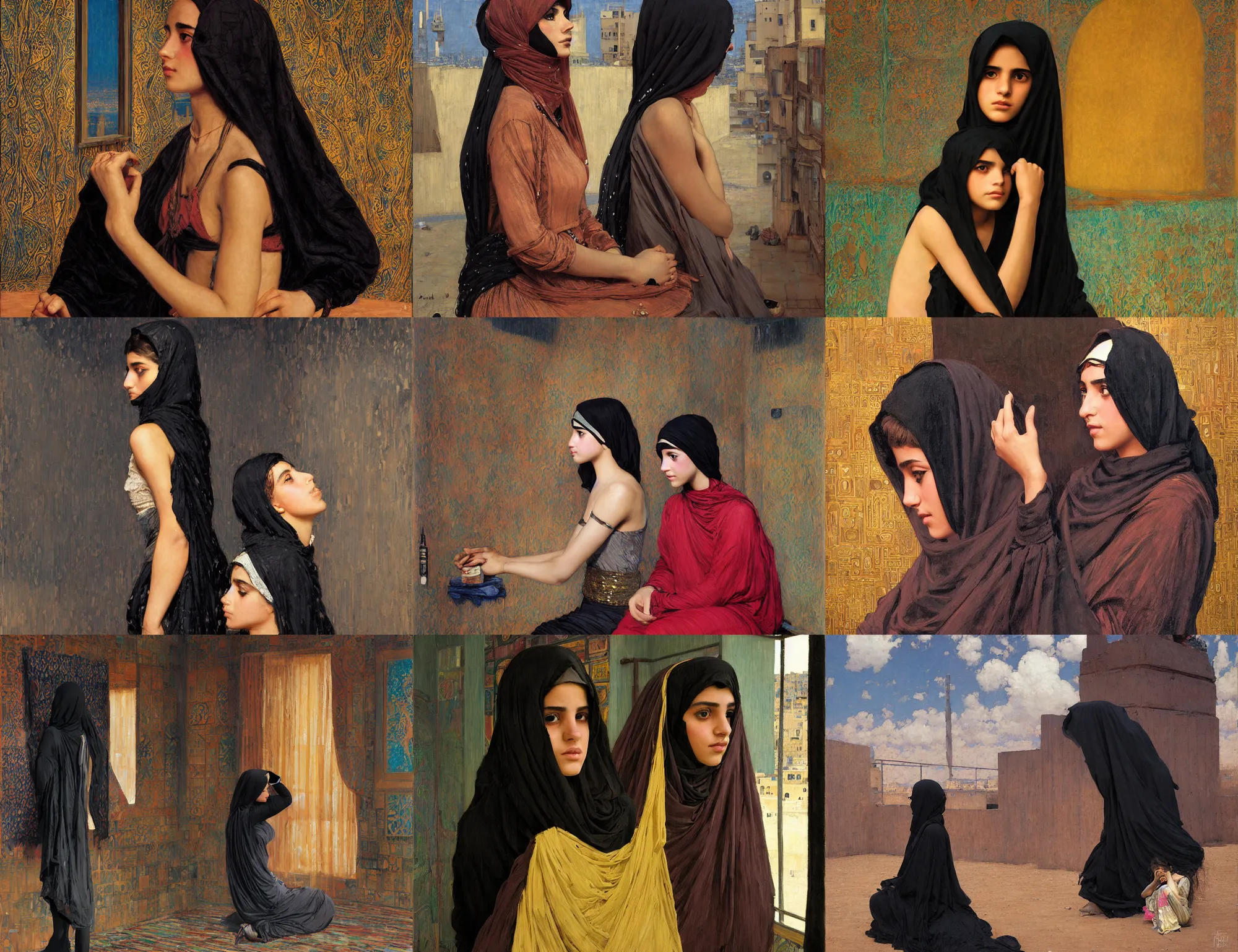 profile portrait of arab young girl in a burqa at a | Stable Diffusion ...