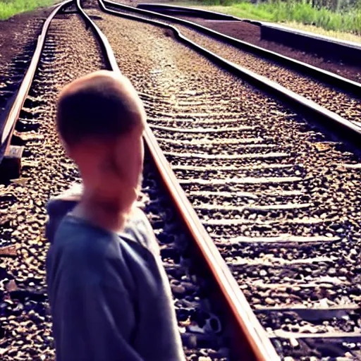 justin sun wearing rope and chains on train tracks,, | Stable Diffusion ...