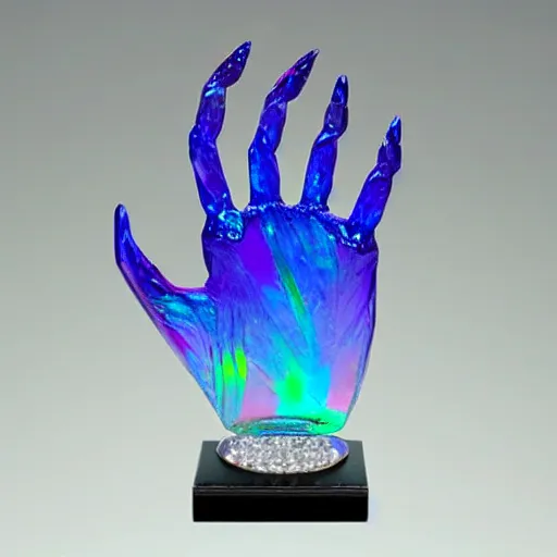 crystal hand sculpture made from iridescent | Stable Diffusion | OpenArt