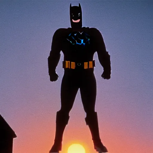 an film still of batman standing beyond sunset | Stable Diffusion | OpenArt