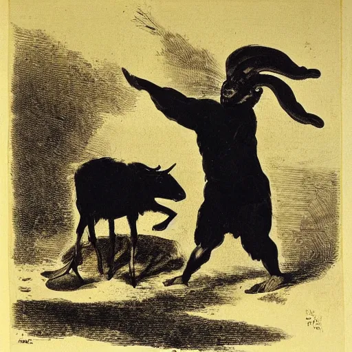 black goat dance with drum, by Goya, highly detailed, | Stable ...