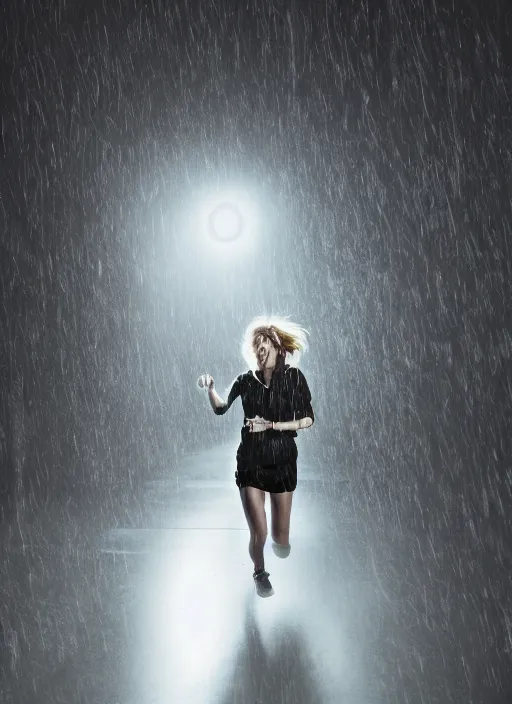 a stock photo of a female scientist running from a | Stable Diffusion ...