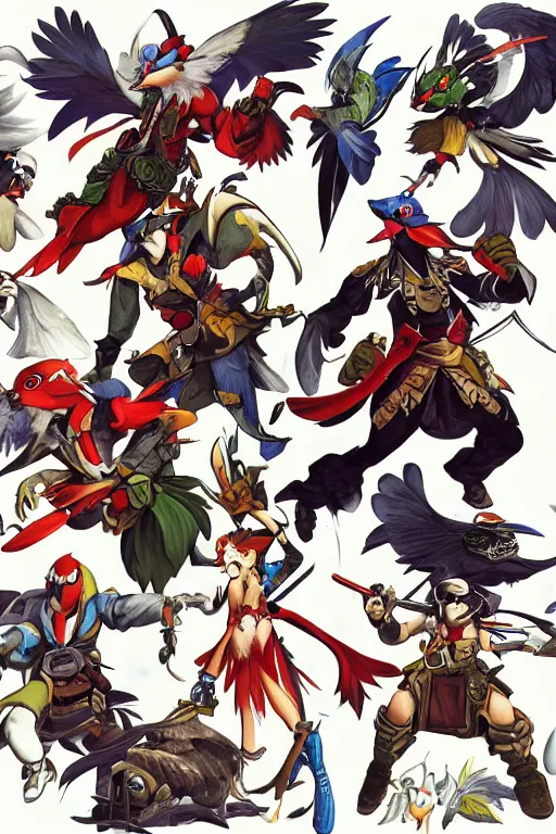 Anthropomorphic bird fighter concept art by Capcom, | Stable Diffusion ...