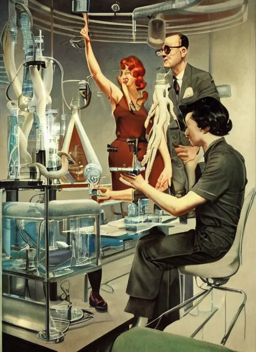 pulp 50s illustration of scientists in a science | Stable Diffusion ...