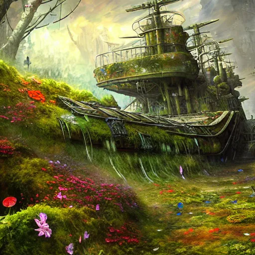 overgrown flower covered mossy battleship cryengine | Stable Diffusion | OpenArt