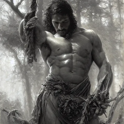 god of the forest, male, muscular, detailed face, | Stable Diffusion ...