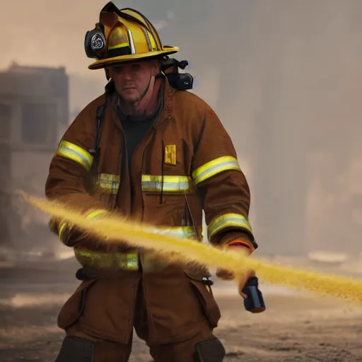 firefighter, 8 k uhd, unreal engine, reflected chrome | Stable ...