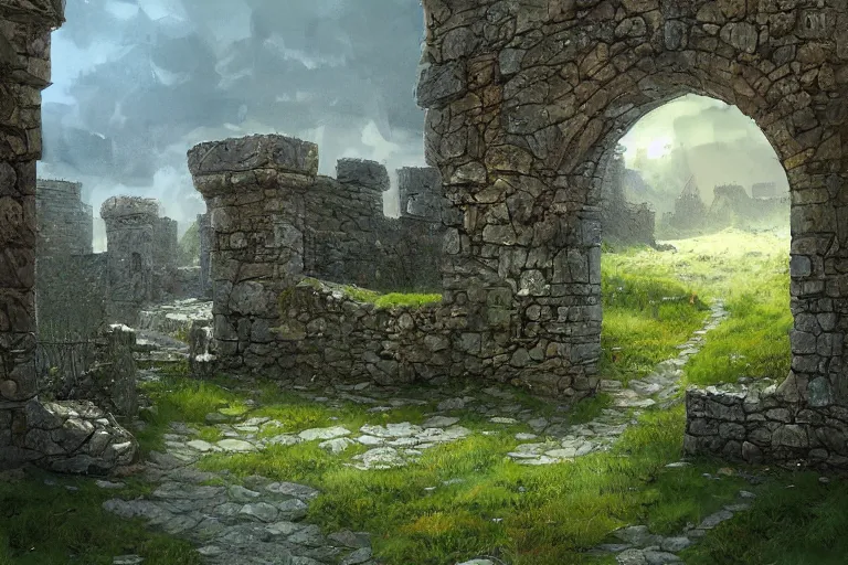 winterfell walls gate, lanscape, calm feeling, green | Stable Diffusion ...