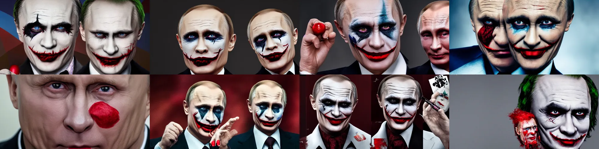 Vladimir Putin as The Joker with makeup, 4K HD, | Stable Diffusion
