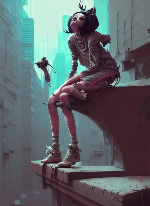 highly detailed matte painting, of punk girl sitting | Stable Diffusion ...
