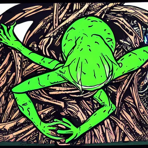 Pepe Frog as Vitruvian Man cartoon meme. | Stable Diffusion | OpenArt