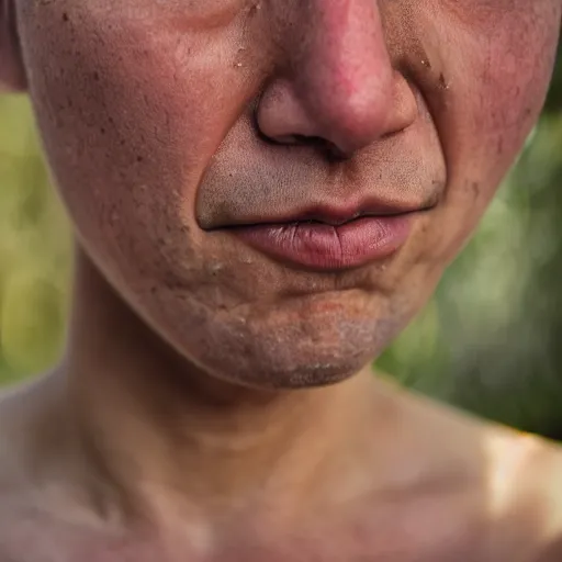 extreme closeup of sweaty person, wideangle | Stable Diffusion | OpenArt