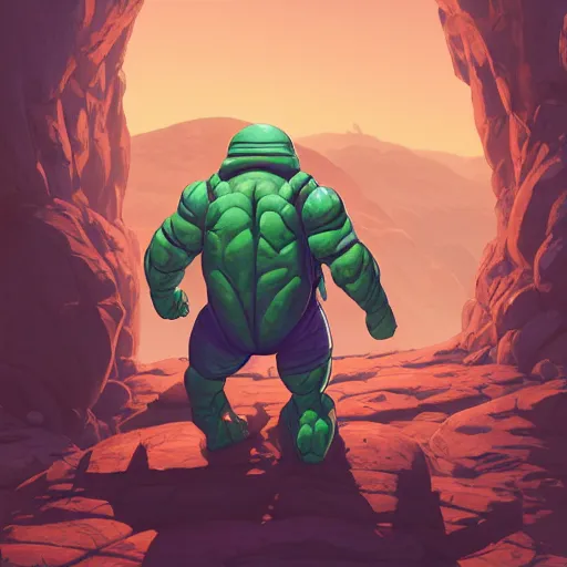 Muscular ninja turtle in a spacesuit exploring Mars | Stable Diffusion ...