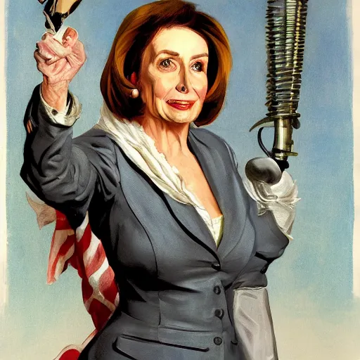 Nancy Pelosi Warret Buffett War Machine artstation, by | Stable Diffusion