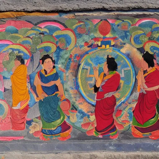 tibetan mural, tempera on stone | Stable Diffusion | OpenArt