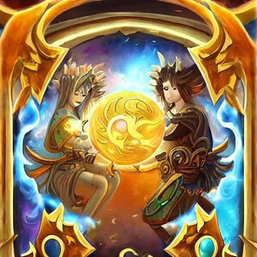 sun and moon merging spell, hearthstone art style, | Stable Diffusion ...