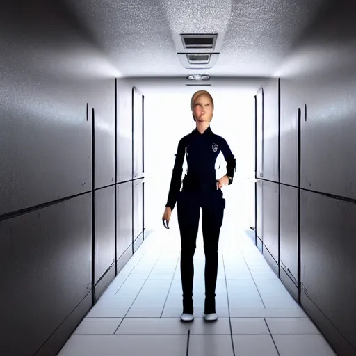 a futuristic female security guard in a spaceship | Stable Diffusion ...