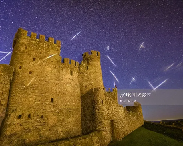 clear stary night sky over a medieval castle, shooting | Stable ...