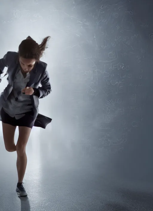 a stock photo of a female scientist running from a | Stable Diffusion ...
