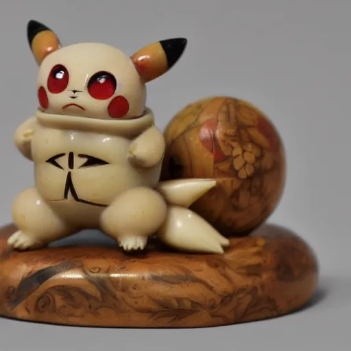 an antique ivory netsuke of pokemon character | Stable Diffusion