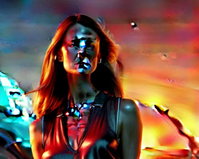 summer glau as synthwave terminator with a cybernetic | Stable ...