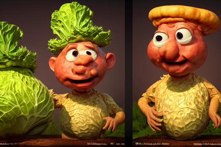 3 d render of cabbage character who is a king, wearing | Stable Diffusion | OpenArt